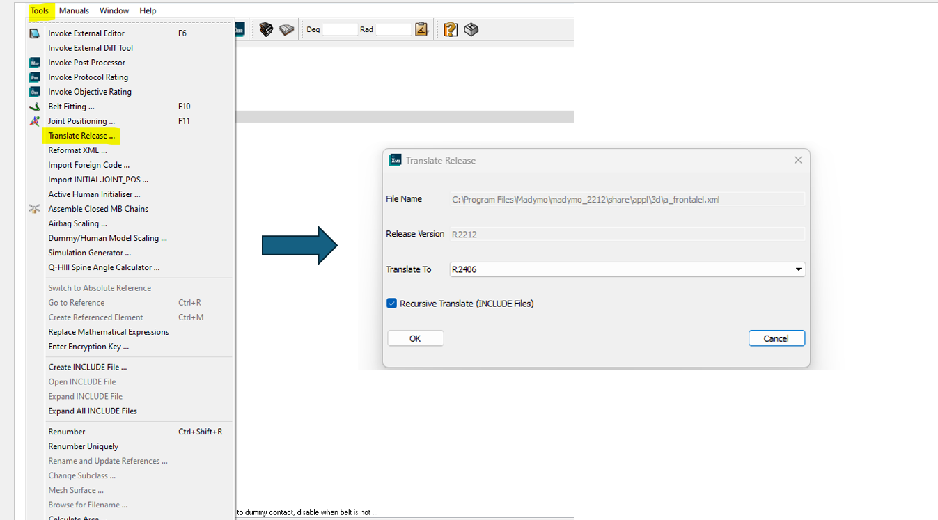 Simcenter Madymo - XML keyword updates per release 2306